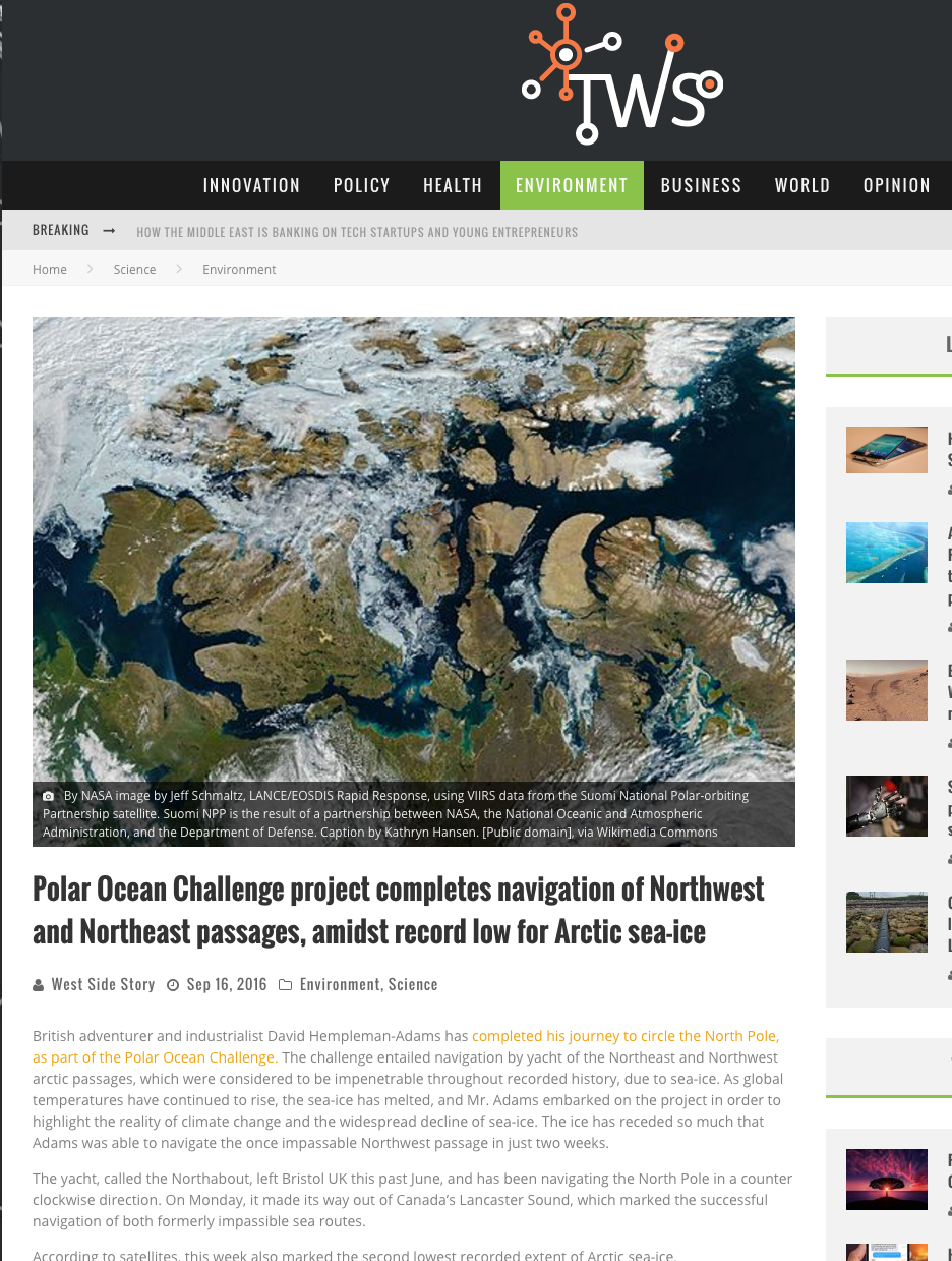 Media Coverage - The Polar Ocean Challenge